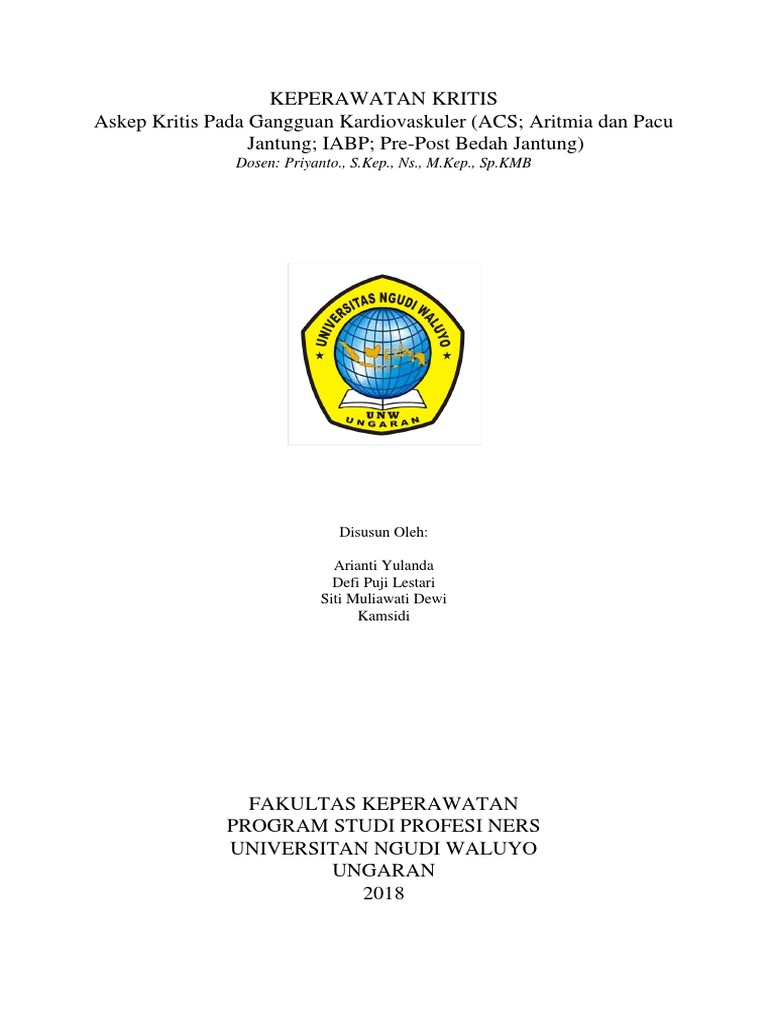 Keperawatan Kritis Askep Kritis Pada Gangguan Kardiovaskuler (ACS Aritmia Dan Pacu Jantung IABP ...