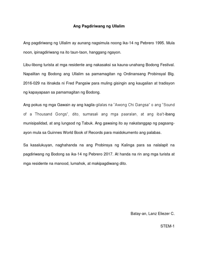 Ang Pagdiriwang NG Ullalim | PDF