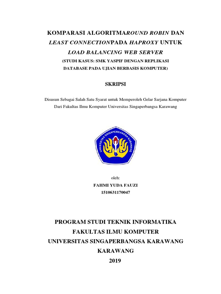 Load Balancing Dengan Haproxy Versi 8 1 Komparasi Algoritma | PDF