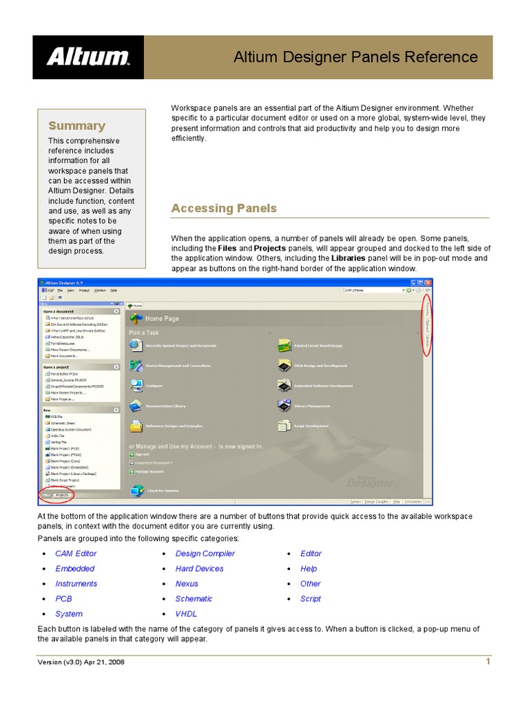 TR0104 Altium Designer Panels Reference | PDF | Tab (Gui) | Array Data ...