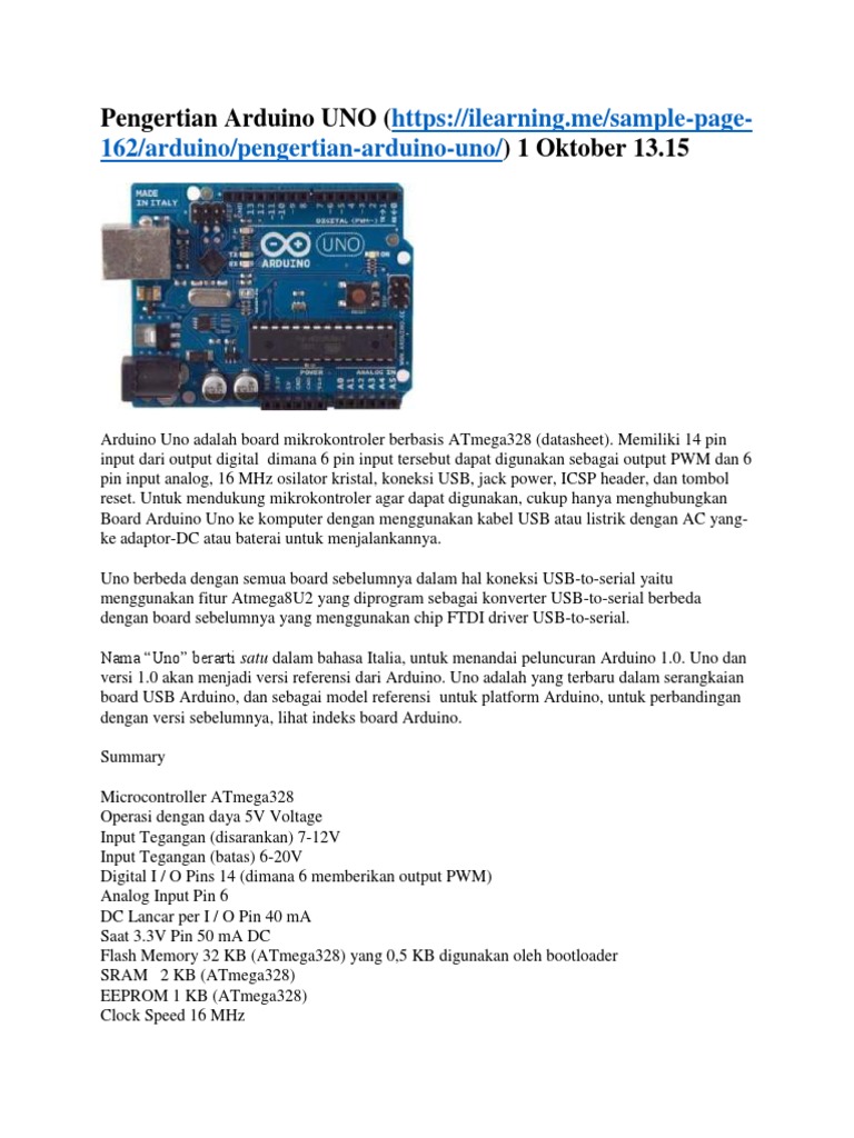Pengertian Arduino UNO | PDF | Komputer Pengertian Arduino UNO | PDF | Komputer