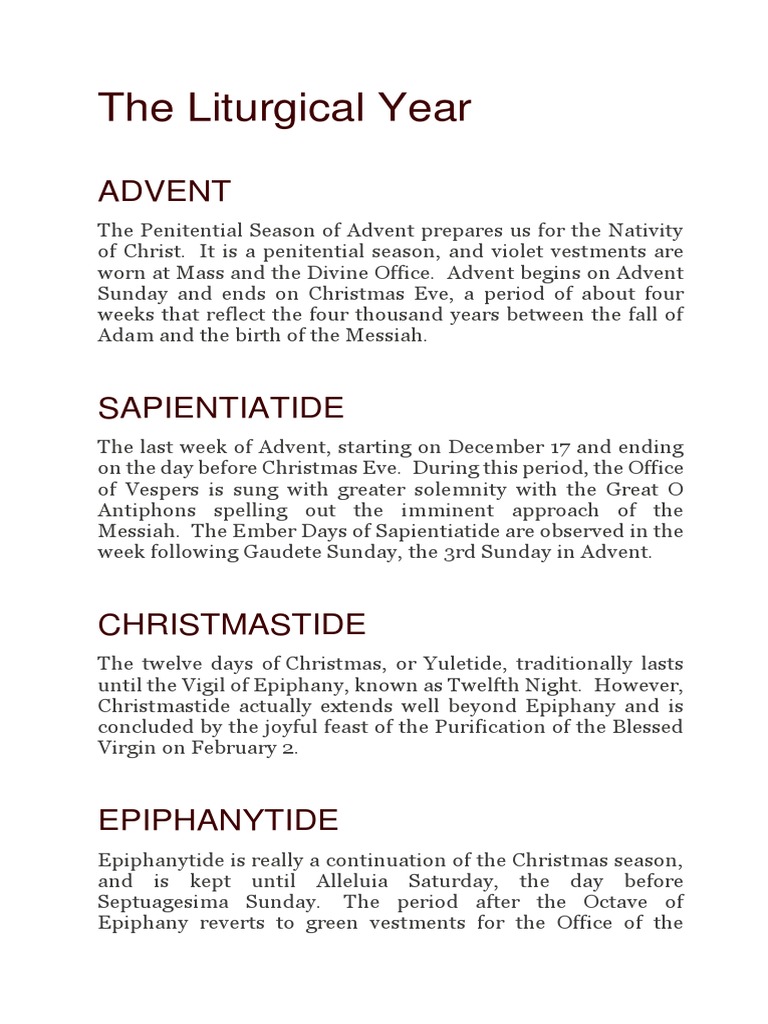 The Liturgical Year | PDF | Lent | Liturgical Year