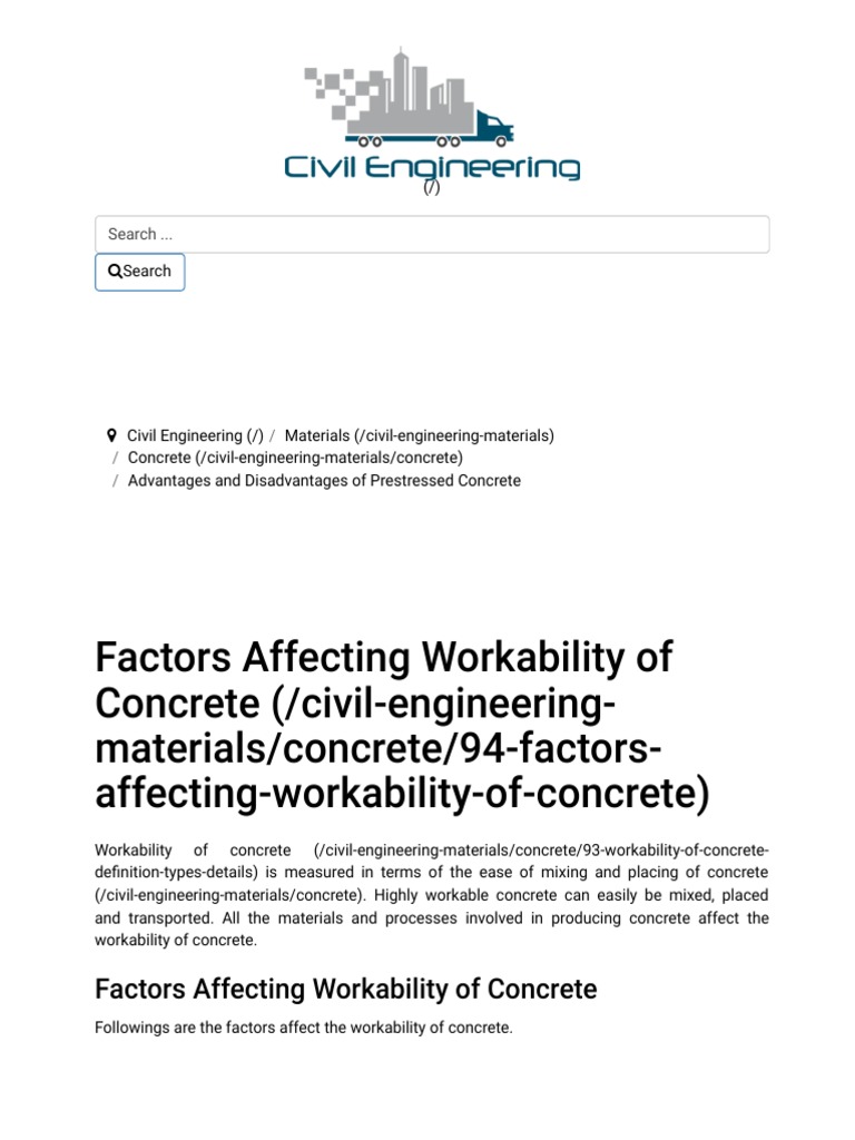 Factors Affecting Workability of Concrete | PDF | Construction ...