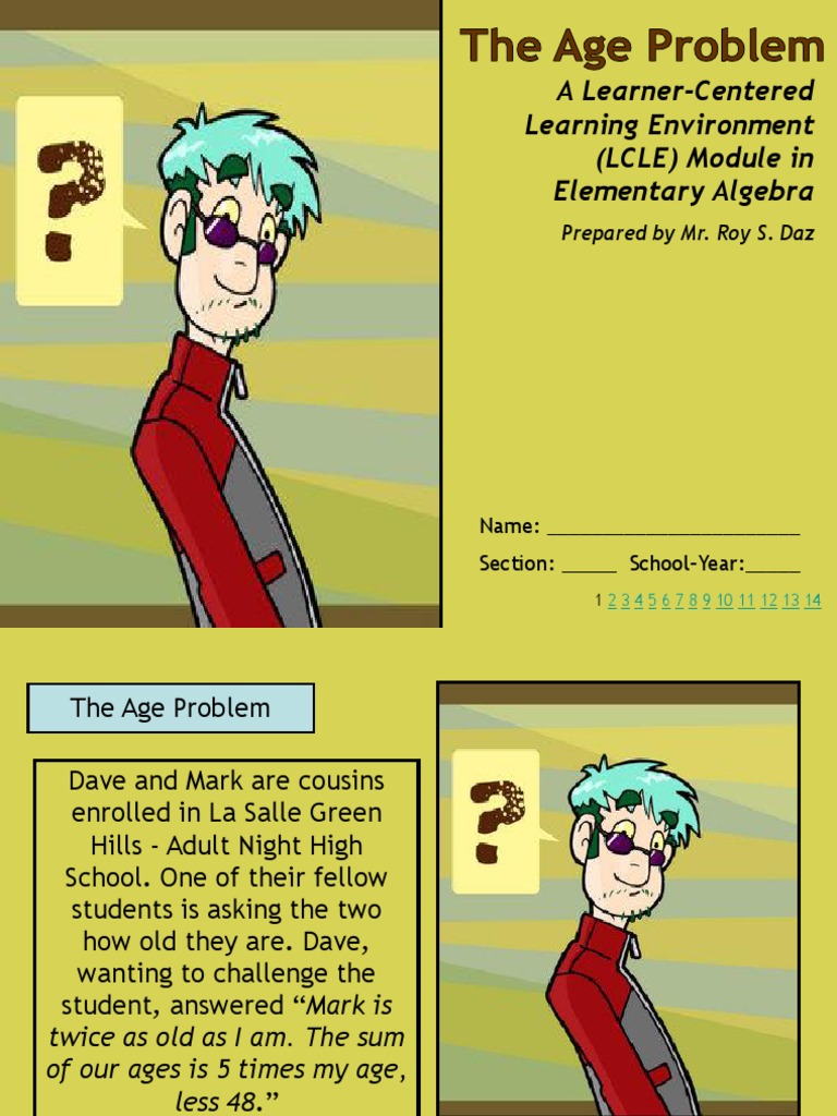 The Age Problem | PDF | Numbers | Equations