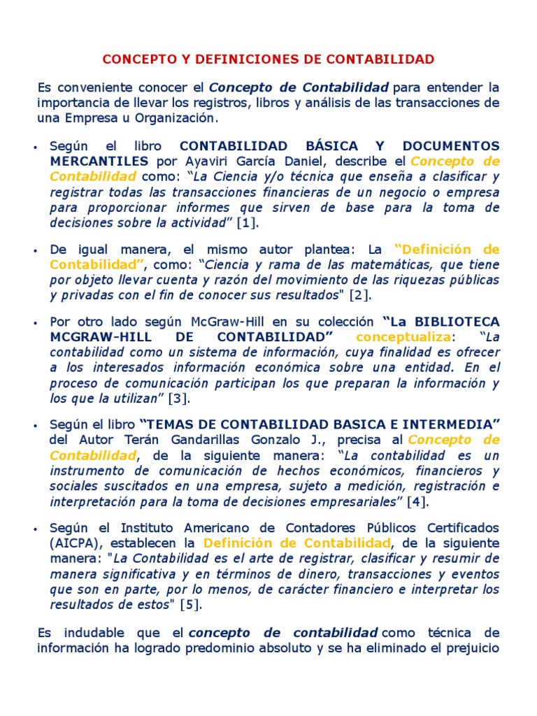 Definiciones y Concepto de Contabilidad | PDF | Contabilidad | Economias
