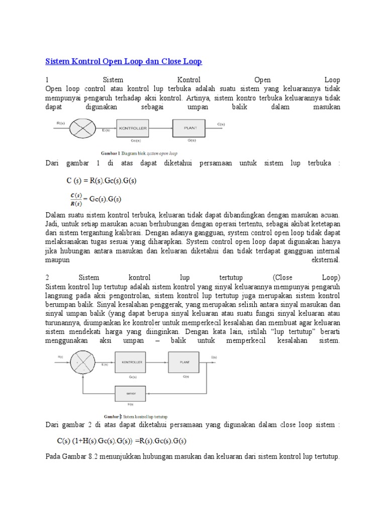Sistem Kontrol Open Loop Dan Close Loop | PDF