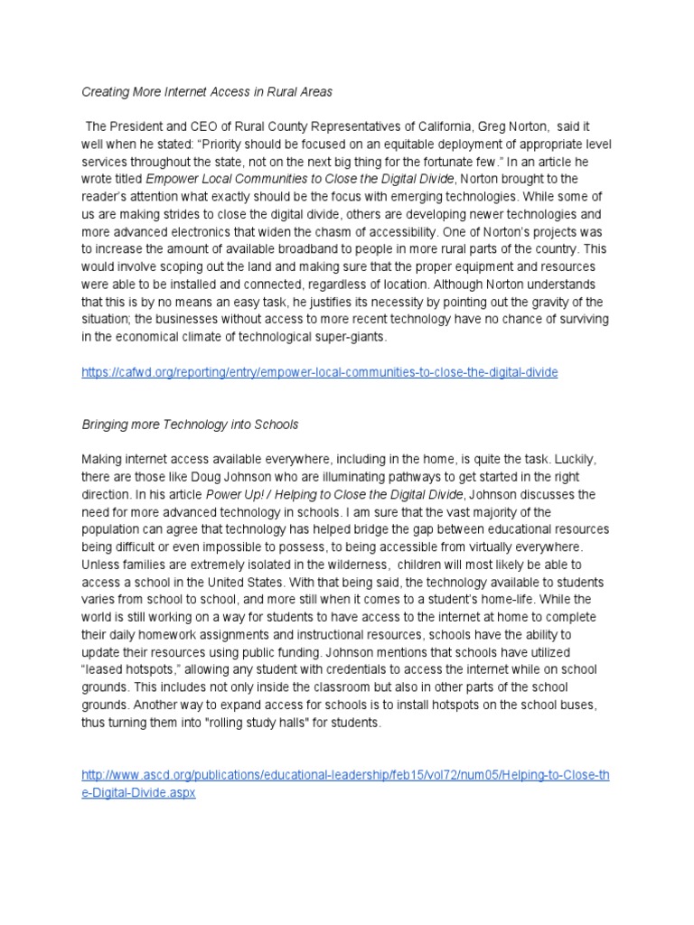 Closing The Digital Divide | PDF | Internet Access | Internet
