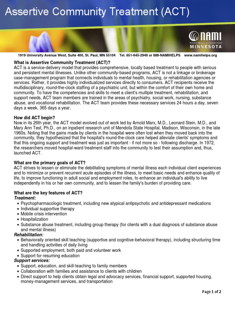 Assertive Community Treatment TreatmentOptions 2018 | PDF | Psychiatric ...