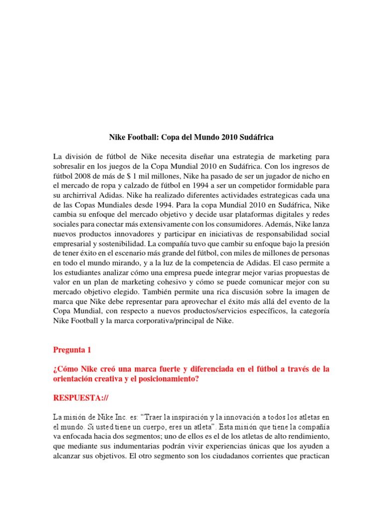 Caso Práctico Unidad 3 Mercadeo | PDF | Nike | Marca