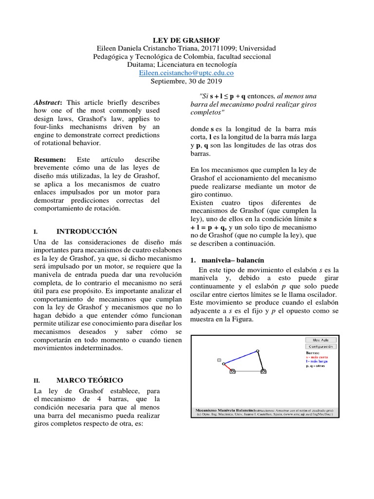 Ley de Grashof | PDF | Cinemática | Rotación