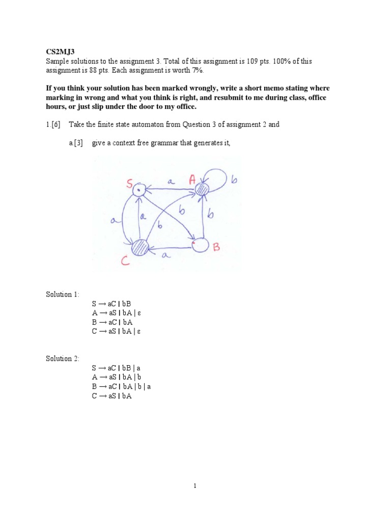 Context-Free Language Solutions Guide | PDF | Formalism (Deductive ...