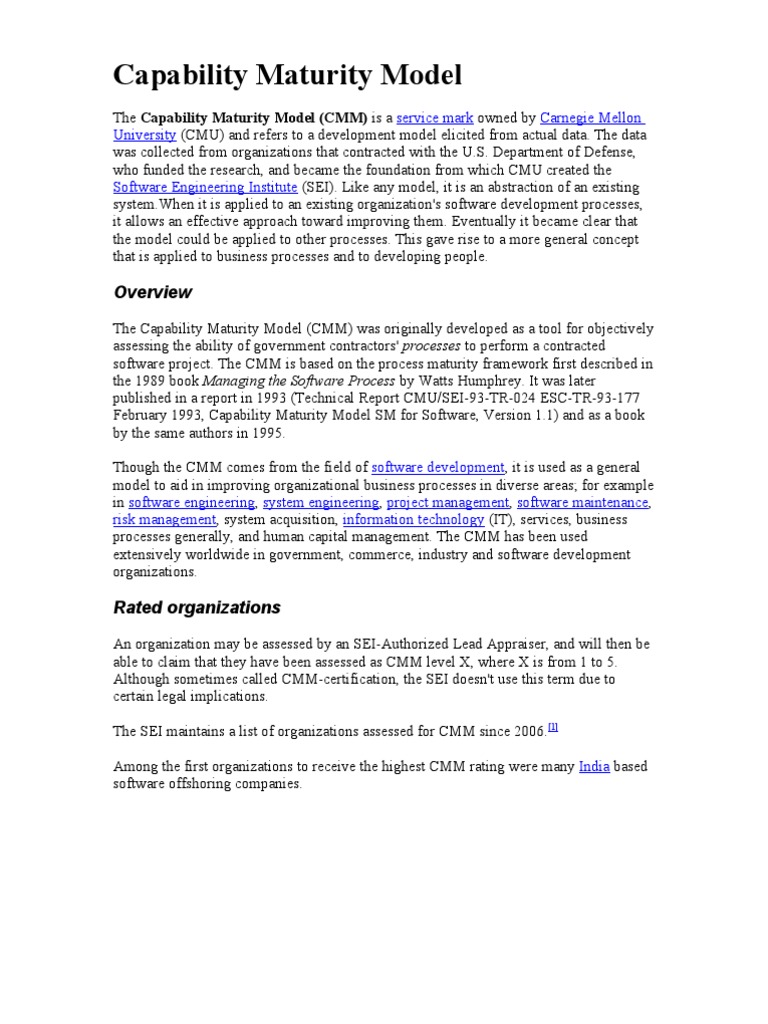 Capability Maturity Model | PDF | Software Engineering | Systems ...