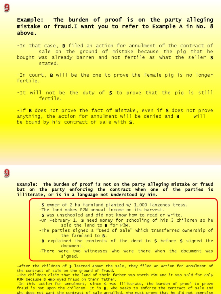Example: The Burden of Proof Is On The Party Alleging Mistake or Fraud ...
