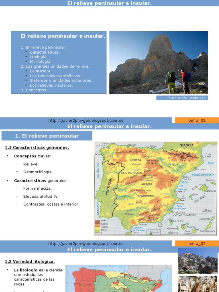 Relieve Peninsular e Insular | PDF | Península Ibérica | Terreno