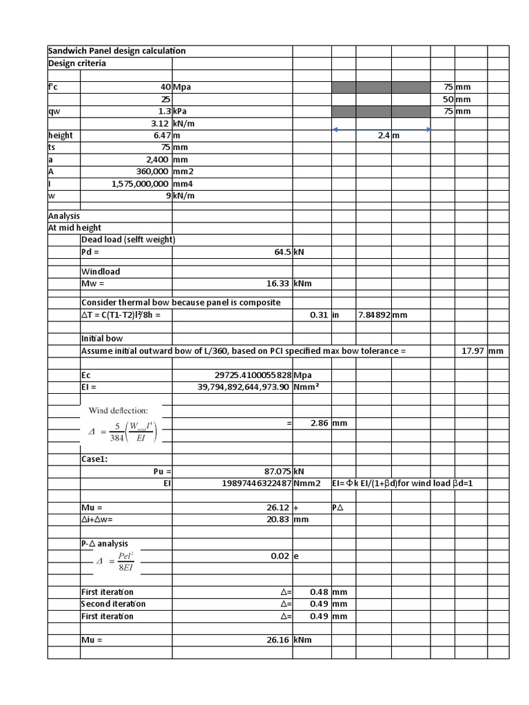 Sandwich Panel Design Calculation Design Criteria | PDF | Building ...