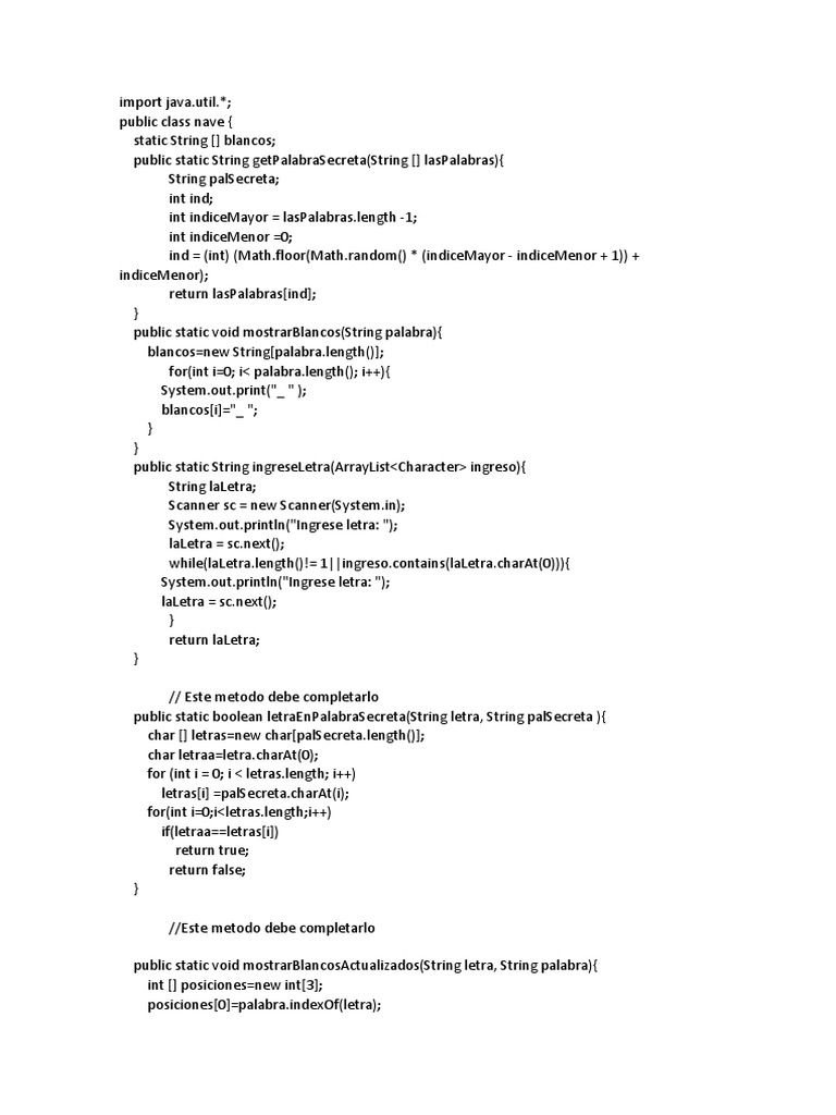 Ahorcado en Java | PDF | Desarrollo de software | Ciencias de la ...