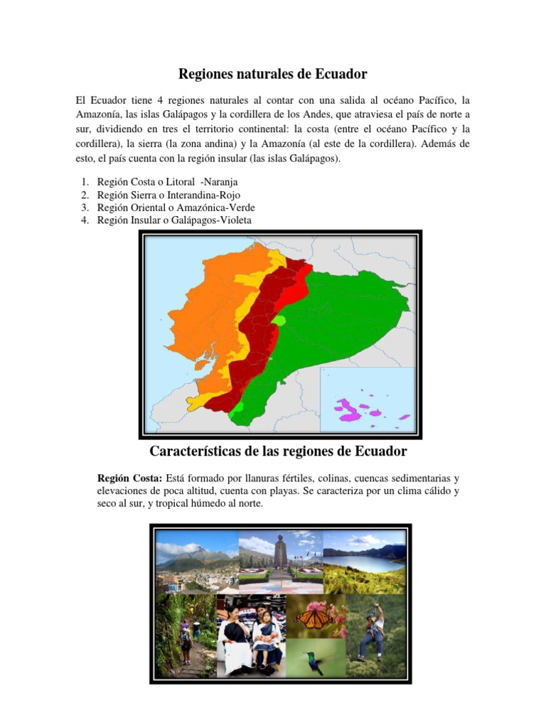 Regiones naturales de Ecuador: Región Costa: Está formado por llanuras ...