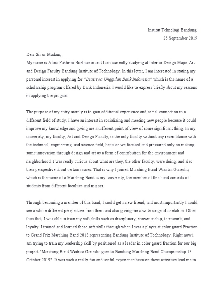 Motivation Letter Example | PDF | Applied Psychology | Psychology