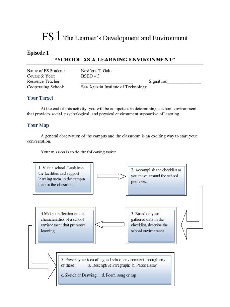 The Learner's Development and Environment: "School As A Learning ...