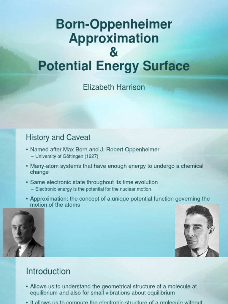 Born Oppenheimer Approximation Pdf Energy Level Scientific Theories