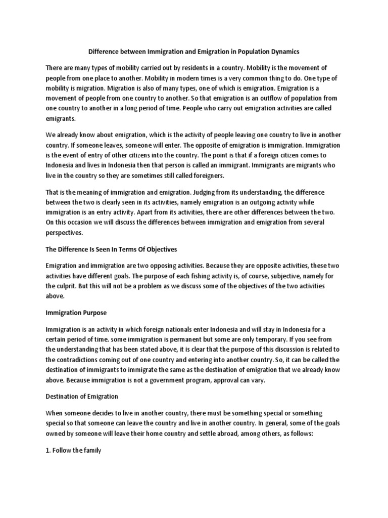 Difference Between Immigration and Emigration in Population Dynamics ...