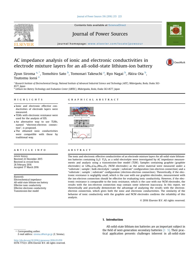 AC Impedance Analysis of Ionic and Electronic Conductivities in ...