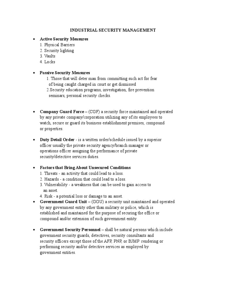 Industrial Security Management | PDF | Police | Security Guard