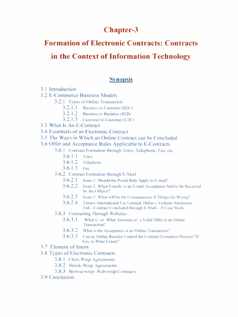 Chapter-3 Formation of Electronic Contracts: Contracts in The Context ...