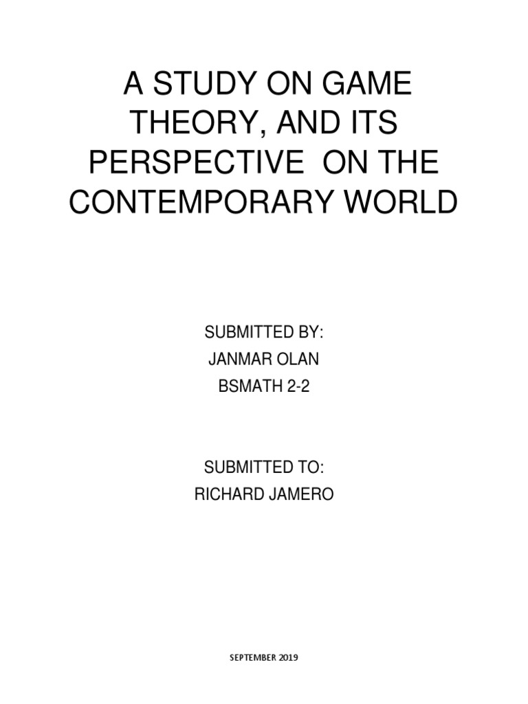 A Study On Game Theory | PDF | Game Theory | Competition