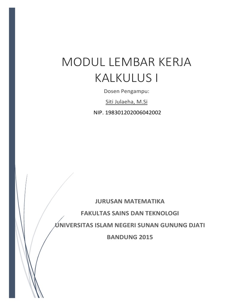 Lembar Kerja Responsi Kalkulus I TA 2015 PDF | PDF | Metode & Bahan Ajar | Sains & Matematika