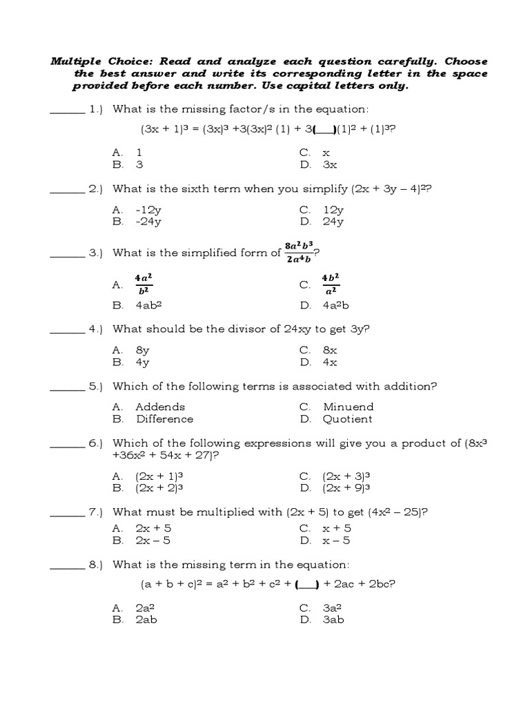 Grade 7 Reviewer | PDF | Area | Equations