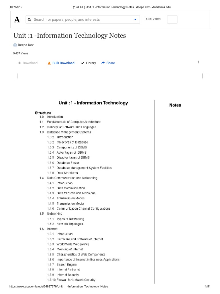 (PDF) Unit - 1 - Information Technology Notes | PDF | Social Networking ...