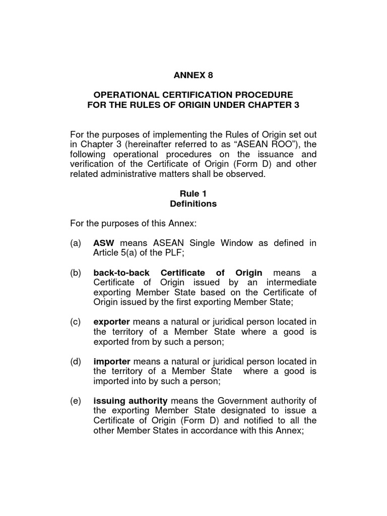 ASEAN Rules of Origin Guide | PDF | Invoice | Government