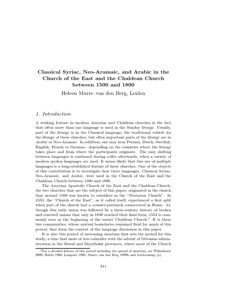 Classical Syriac Neo-Aramaic and Arabic | PDF | Arabic | Eastern ...