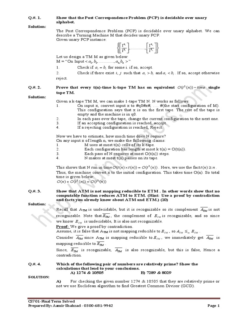 2.CS701 Good 2 PDF | PDF | Theoretical Computer Science | Formalism (Deductive)