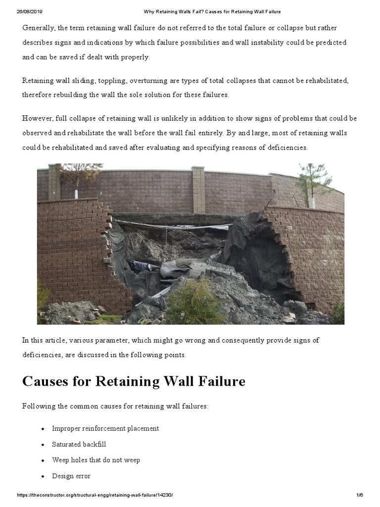 Why Retaining Walls Fail - Causes For Retaining Wall Failure | PDF ...