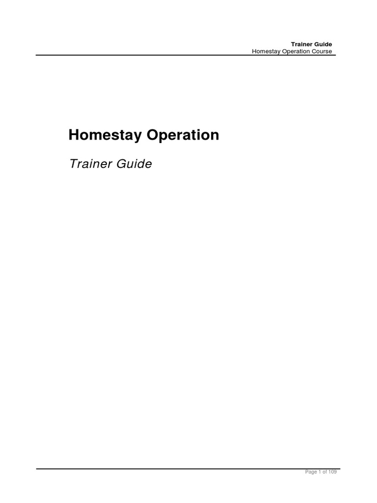 Homestay Trainer Guide Eng | PDF | Hygiene | Tourism