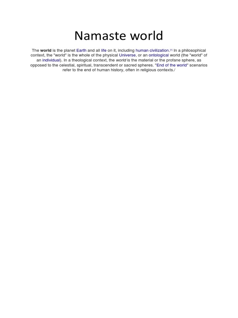 Namaste World: Earth Life Human Civilization Universe Ontological ...