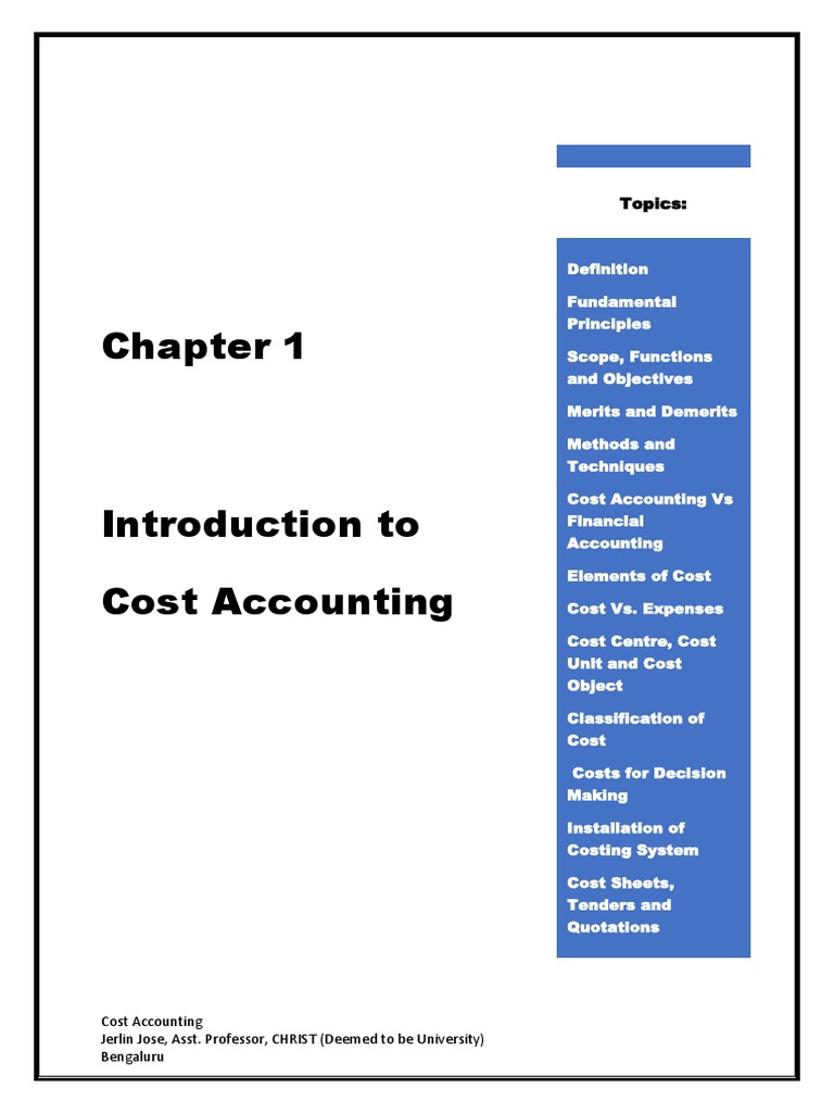 Chapter 1 Introduction To Cost Accounting - PDF PDF | PDF | Cost ...