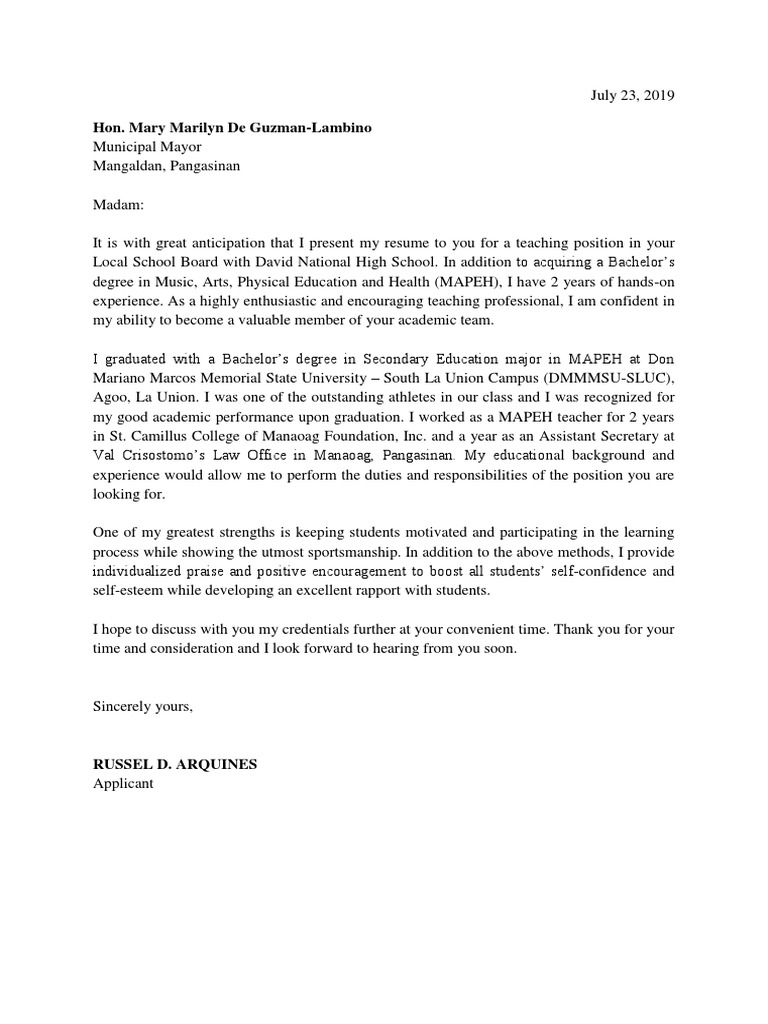 Application Letter LSB | PDF