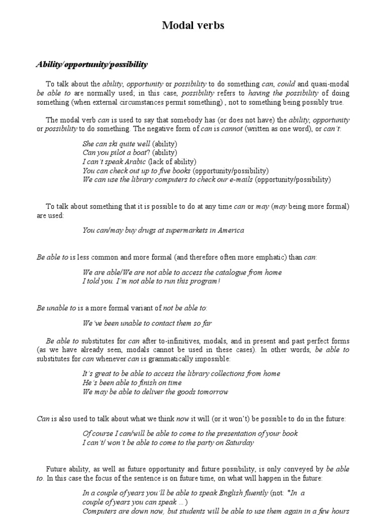 Lezione 31 Marzo 2010 Modal Verbs 2 | PDF | Modal Logic | Grammar