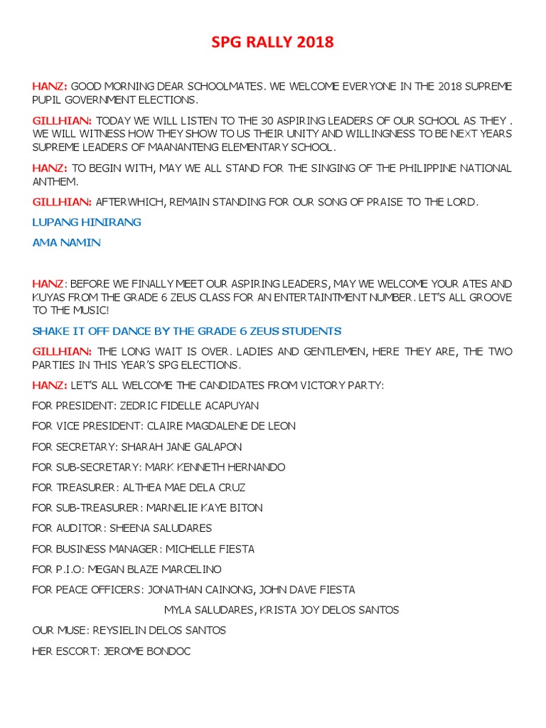 SPG Rally Script | PDF