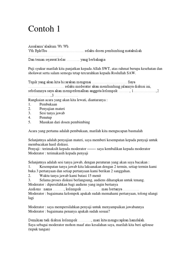 Contoh Teks Menjadi Moderator | PDF