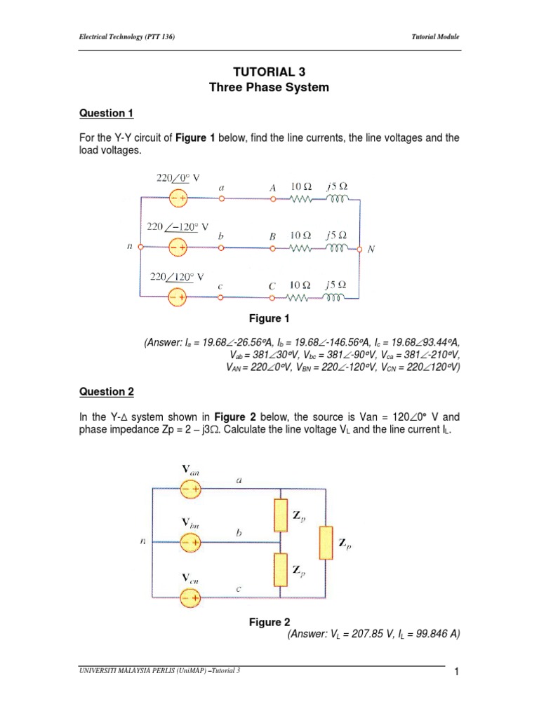Tutorial 3 Three Phase System | PDF | Ac Power | Electrical Impedance