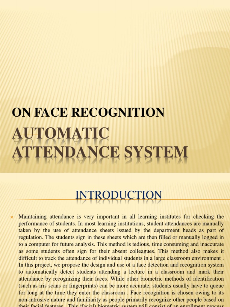 Automated Face Recognition Attendance System | PDF | Biometrics ...