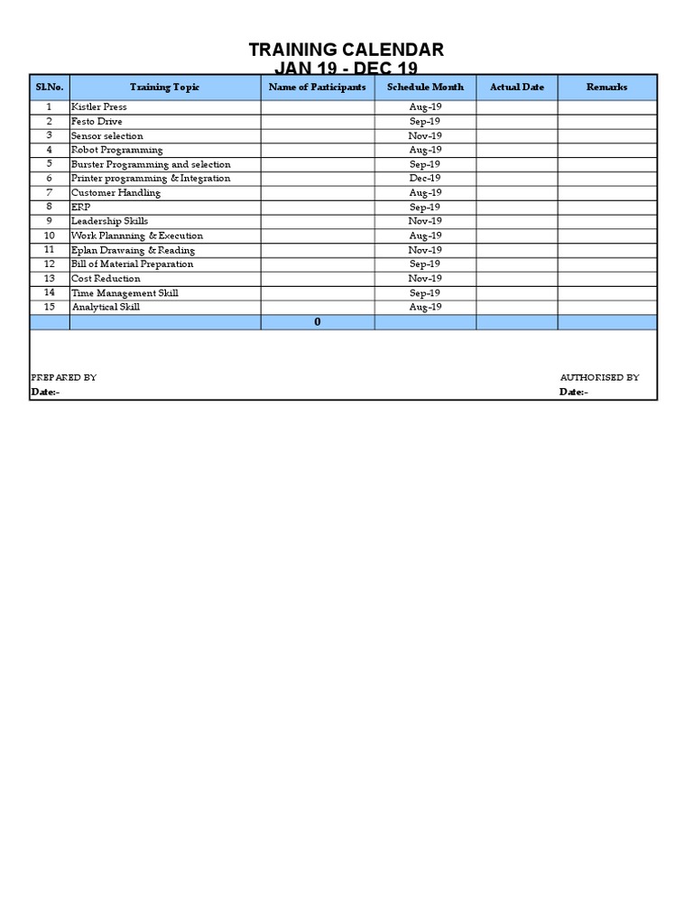 17 Training Calendar | PDF | Business Process | Business