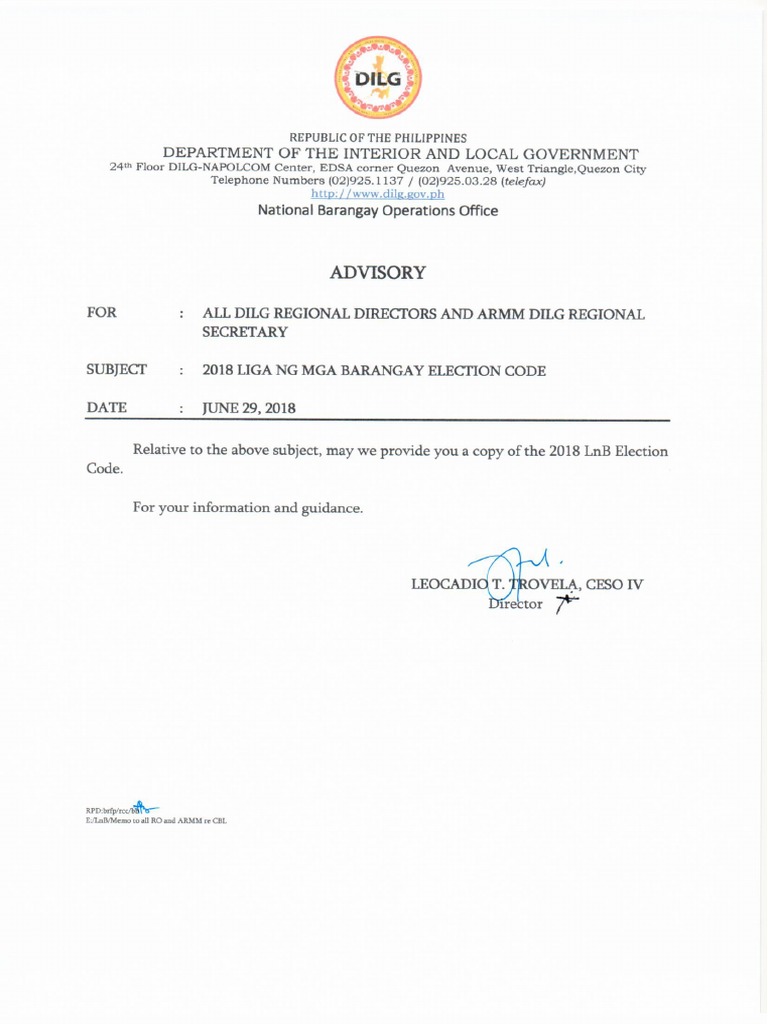 2018 Liga NG Mga Barangay Election Code PDF | PDF