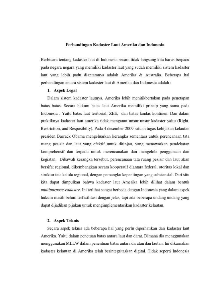 Perbandingan Kadaster Laut AS dan Indonesia | PDF | Ilmu Sosial | Hukum