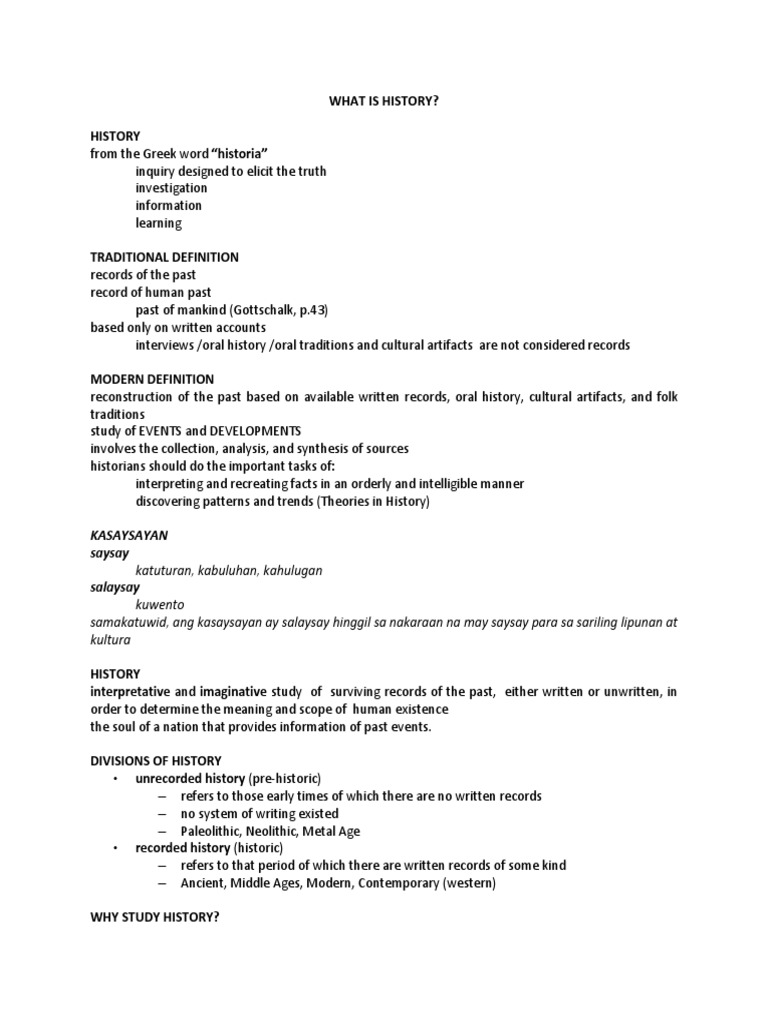 What Is History? History: Kasaysayan Saysay Salaysay | PDF | Primary ...
