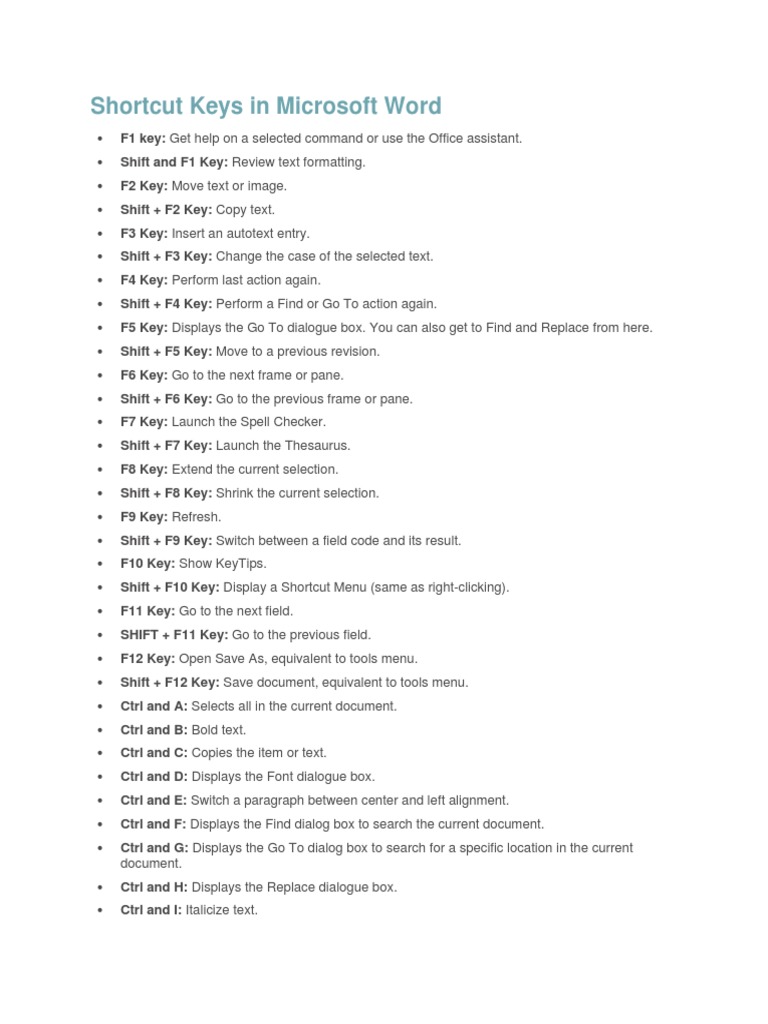 Shortcut Keys | PDF | Personal Computers | Human–Computer Interaction